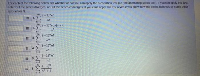 Solved For each of the following series, tell whether or not | Chegg.com