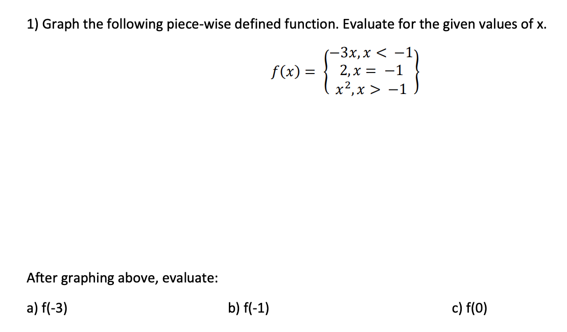 Solved Graph the following piece-wise defined function. | Chegg.com