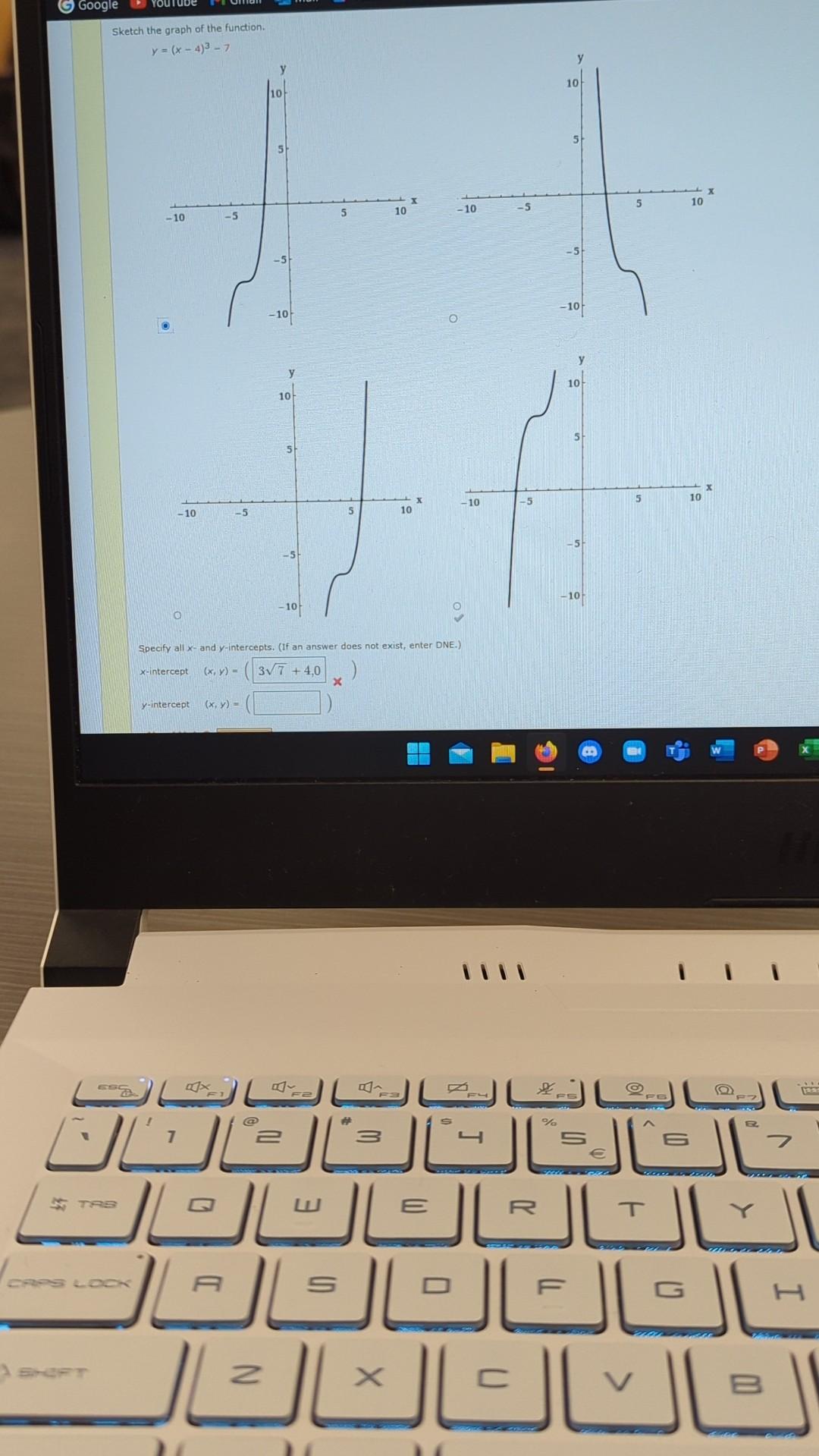 Solved Sketch the graph of the function. y=(x−4)3−7 Specify | Chegg.com