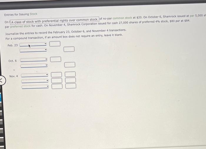 Solved Entries for issuing Stock On 1 A class of stock with | Chegg.com
