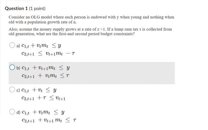 Solved Consider an OLG model where each person is endowed | Chegg.com