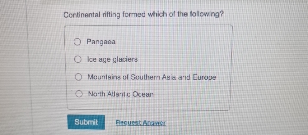 Solved Continental rifting formed which of the | Chegg.com