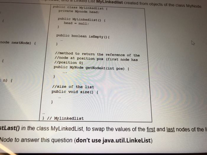 Solved List Mylinkedlist Created From Objects Of The Class