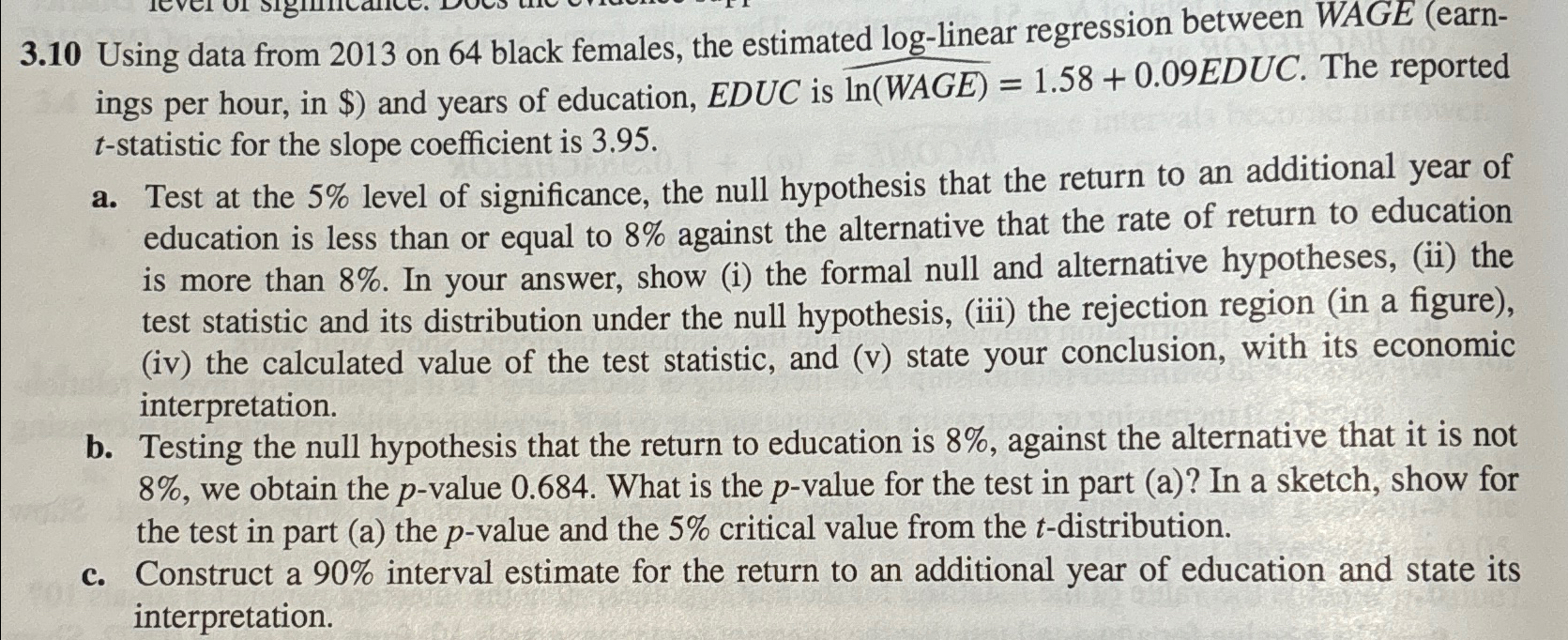 Solved 3.10 ﻿Using data from 2013 ﻿on 64 ﻿black females, the | Chegg.com