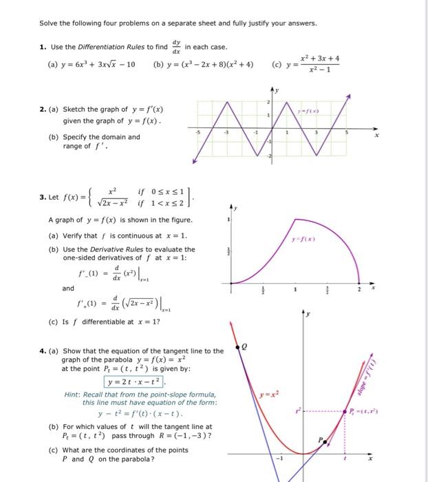 Solved Solve the following four problems on a separate sheet | Chegg.com