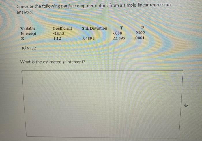 Solved Consider the following partial computer output from a | Chegg.com
