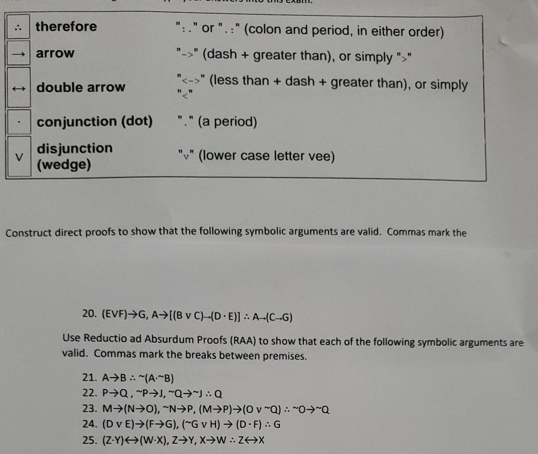 Solved .. therefore arrow or". :" (colon and period, in | Chegg.com