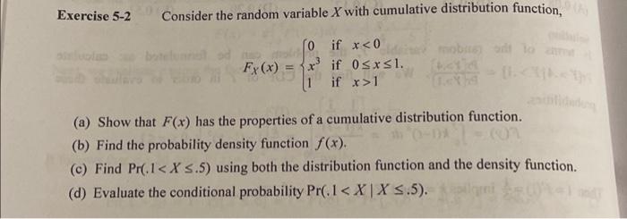 Solved Exercise 5-2 Consider the random variable X with | Chegg.com