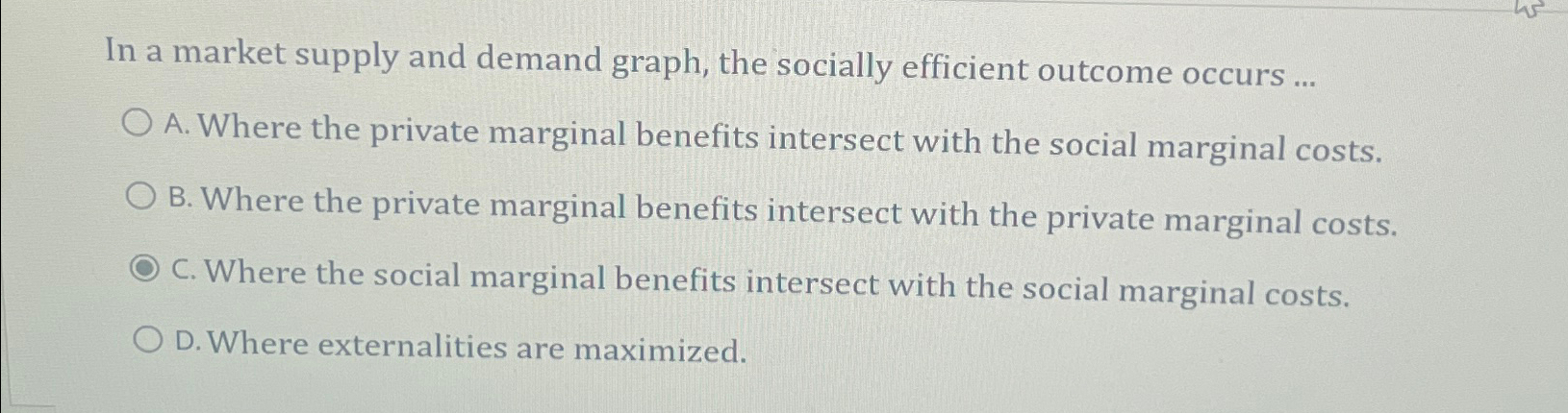 Solved In A Market Supply And Demand Graph The Socially