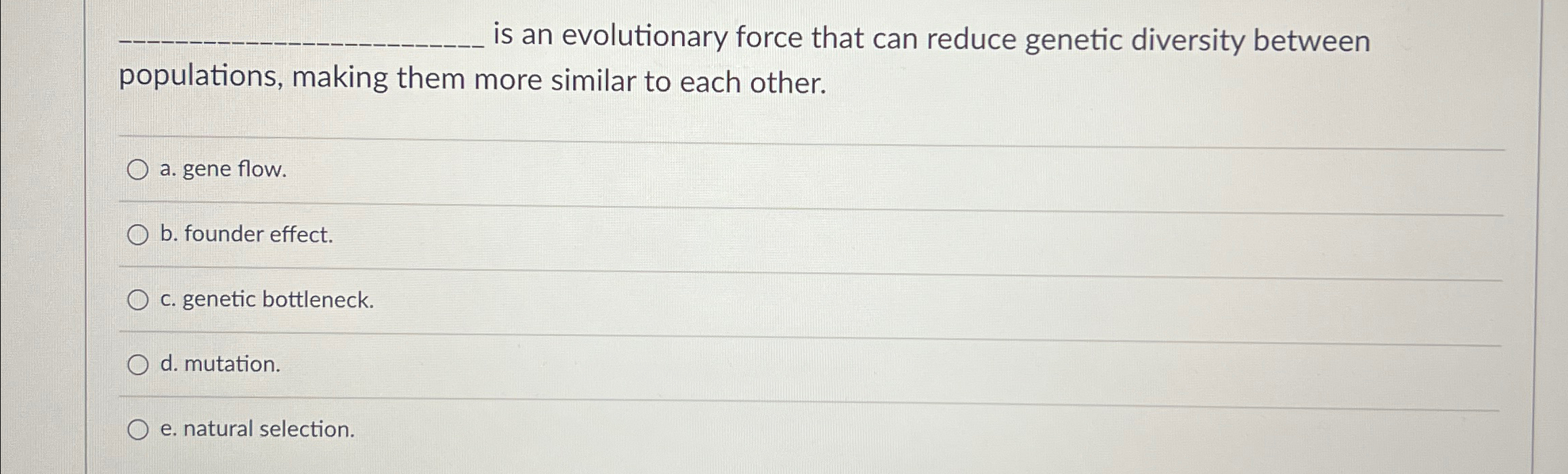 Solved q, ﻿is an evolutionary force that can reduce genetic | Chegg.com