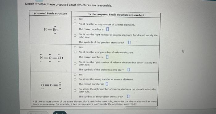 Solved Decide whether these proposed Lewis structures are | Chegg.com