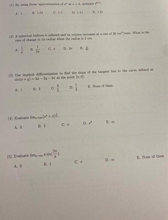 Solved 1 By Using Linear Approximation Of Ex At A0 9105