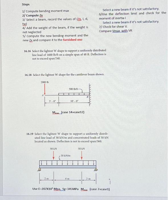 1 / Compute bending moment max 2/ compute Zx 3 / | Chegg.com