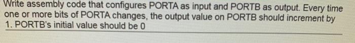Write Assembly Code That Configures Porta As Input 
