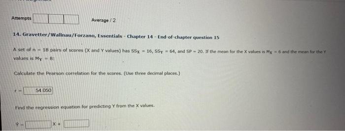 Solved Attempts Average/2 14. Gravetter/Wallnau/Forzano, | Chegg.com