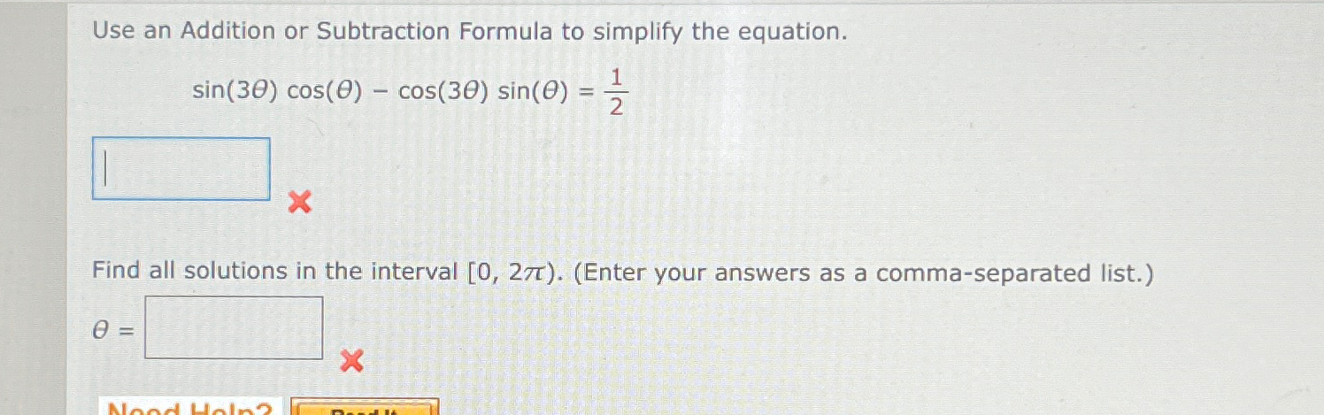 Solved Use an Addition or Subtraction Formula to simplify | Chegg.com