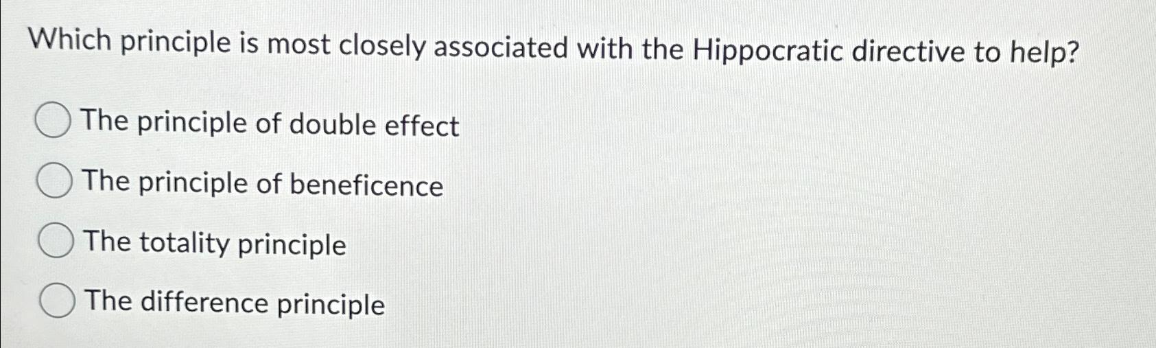 Solved Which principle is most closely associated with the | Chegg.com