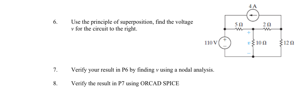 Solved Use the principle of superposition, find the voltage | Chegg.com
