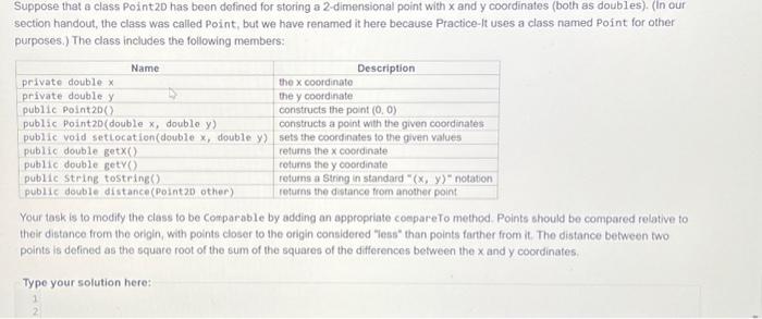 Solved Suppose That A Class Point2d Has Been Defined For 