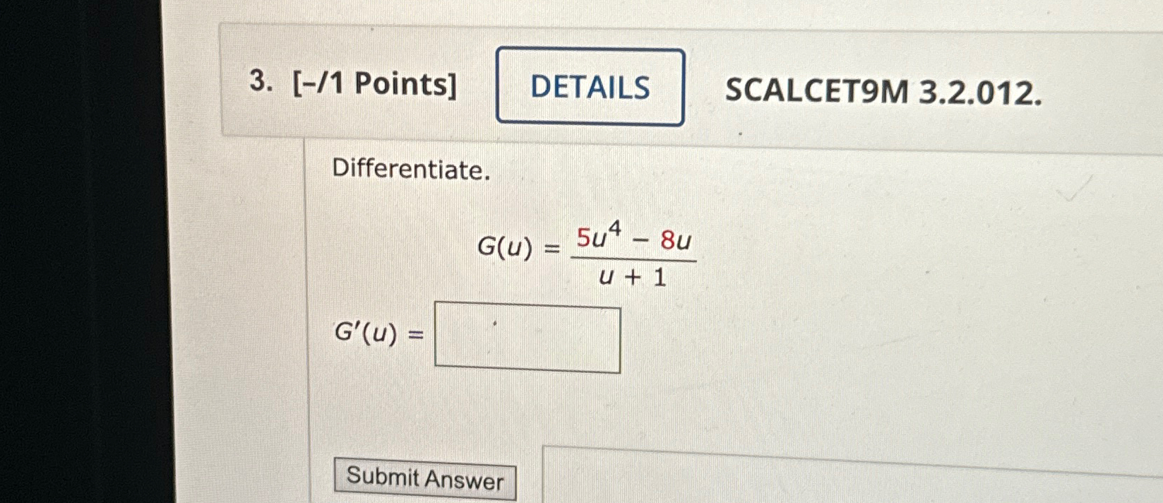Solved [-/1 ﻿Points] ﻿SCALCET9M | Chegg.com