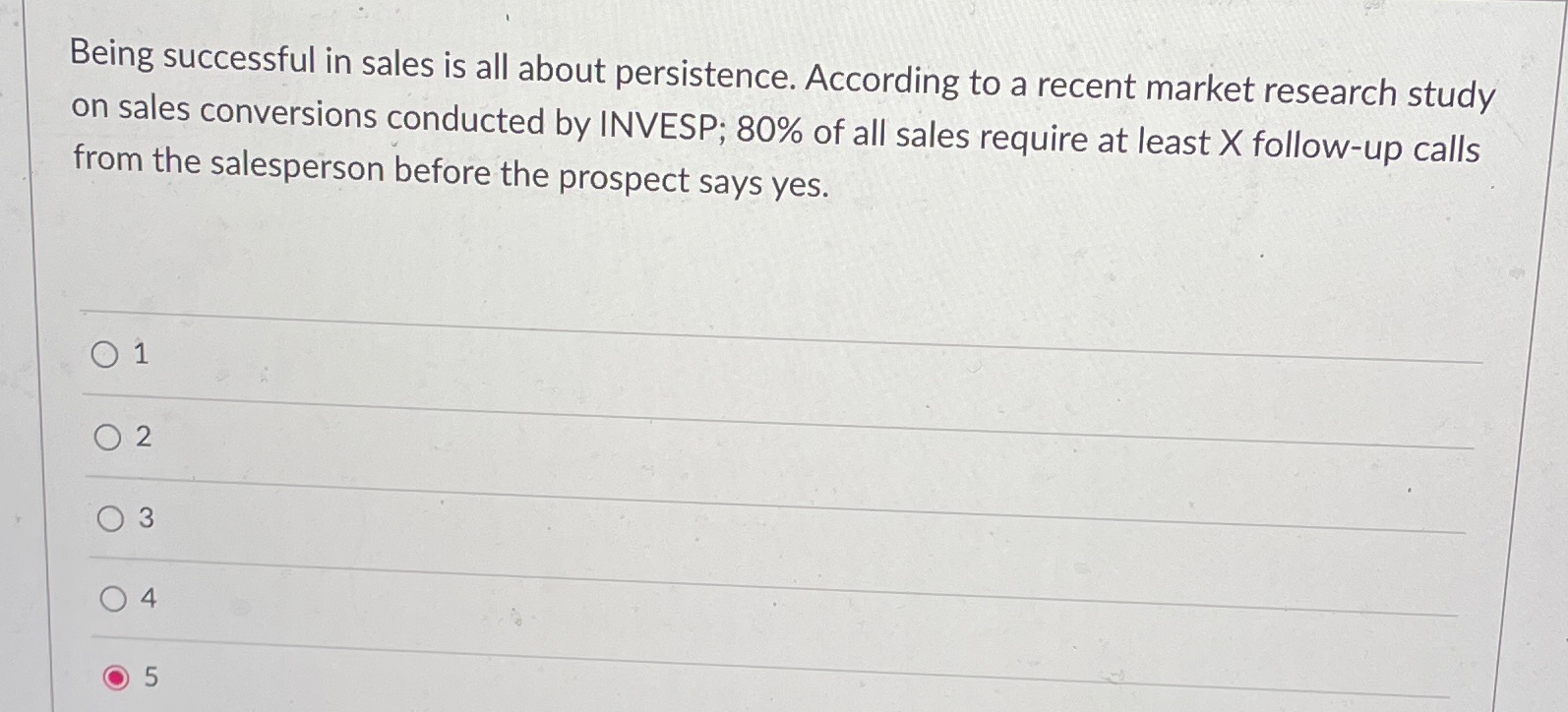 Solved Being successful in sales is all about persistence. | Chegg.com