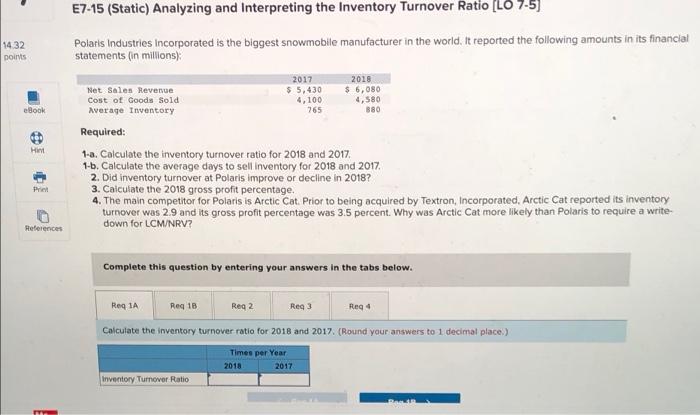 Solved E7-15 (Static) Analyzing and Interpreting the | Chegg.com