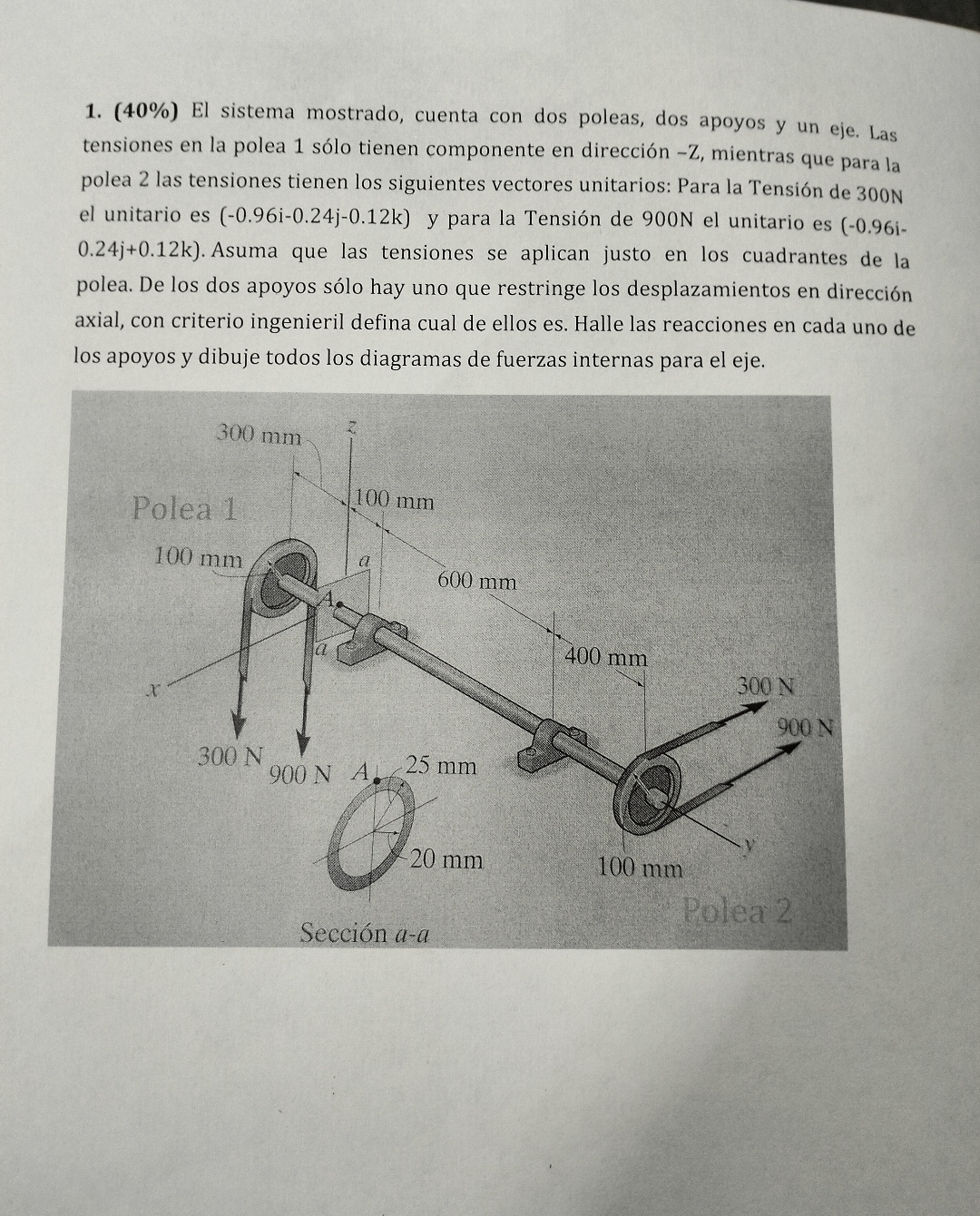 (40%) ﻿El sistema mostrado, cuenta con dos poleas, | Chegg.com