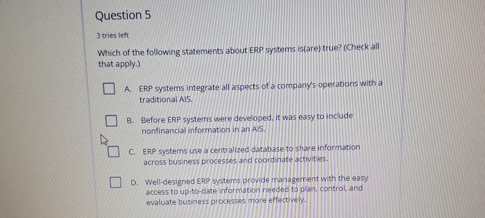 Solved Question 53 ﻿tries leftWhich of the following | Chegg.com