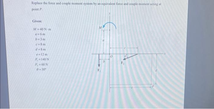 Solved Replace the force and couple moment system by an | Chegg.com