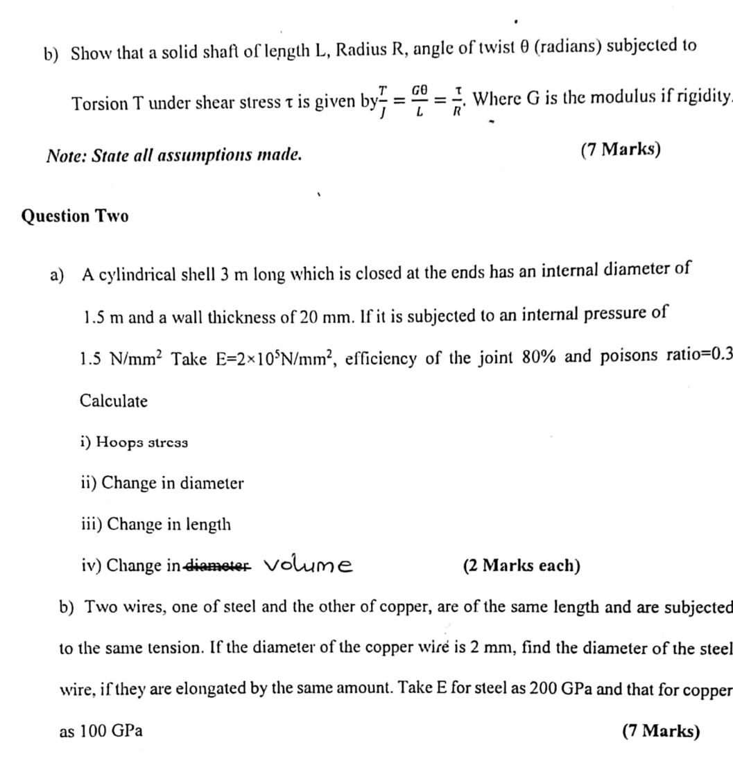 Solved b) ﻿Show that a solid shaft of length L , ﻿Radius R , | Chegg.com