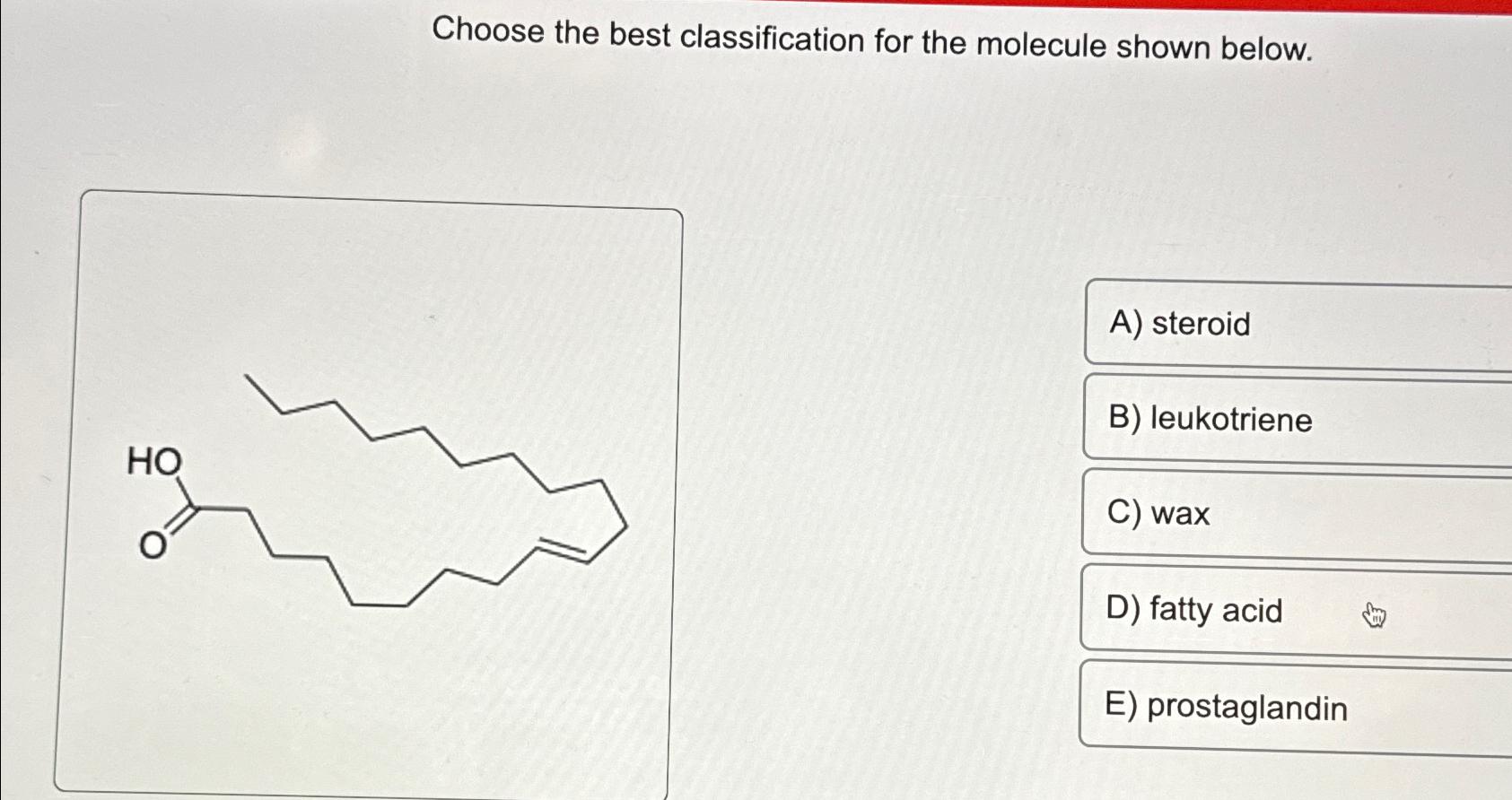 Solved Choose the best classification for the molecule shown | Chegg.com