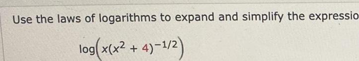Solved Use the laws of logarithms to expand and simplify the | Chegg.com