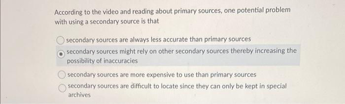 According to the video and reading about primary | Chegg.com
