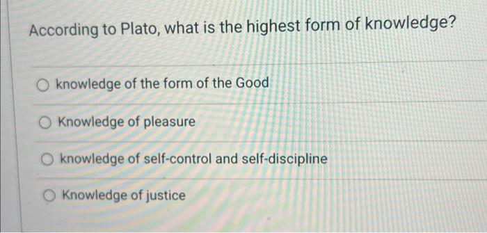 According to Plato, what is the highest form of | Chegg.com