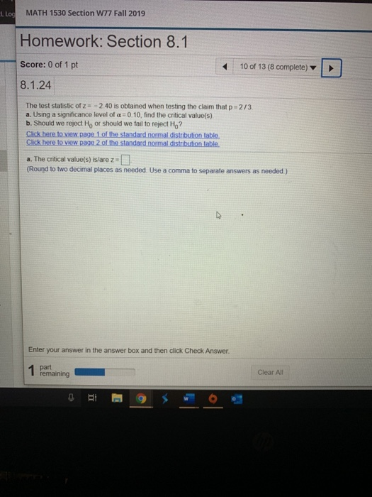 Solved LOS MATH 1530 Section W77 Fall 2019 Homework: Section | Chegg.com Solved LOS MATH 1530 Section W77 Fall 2019 Homework: Section | Chegg.com