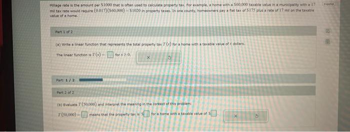 Solved Millage rate is the amount per $1000 that is often | Chegg.com