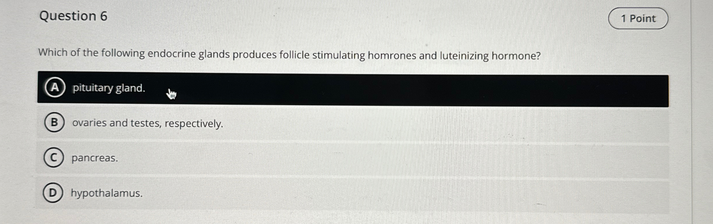 Solved Question 61 ﻿PointWhich of the following endocrine | Chegg.com