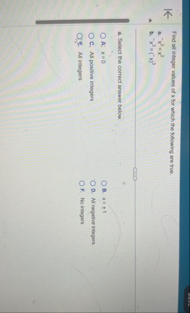 Solved Find all integer values of x for which the following | Chegg.com