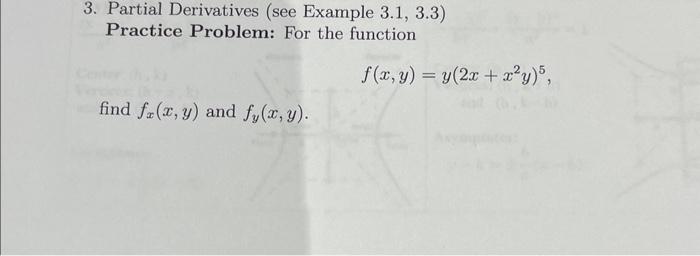 Solved 3. Partial Derivatives (see Example 3.1, 3.3) | Chegg.com