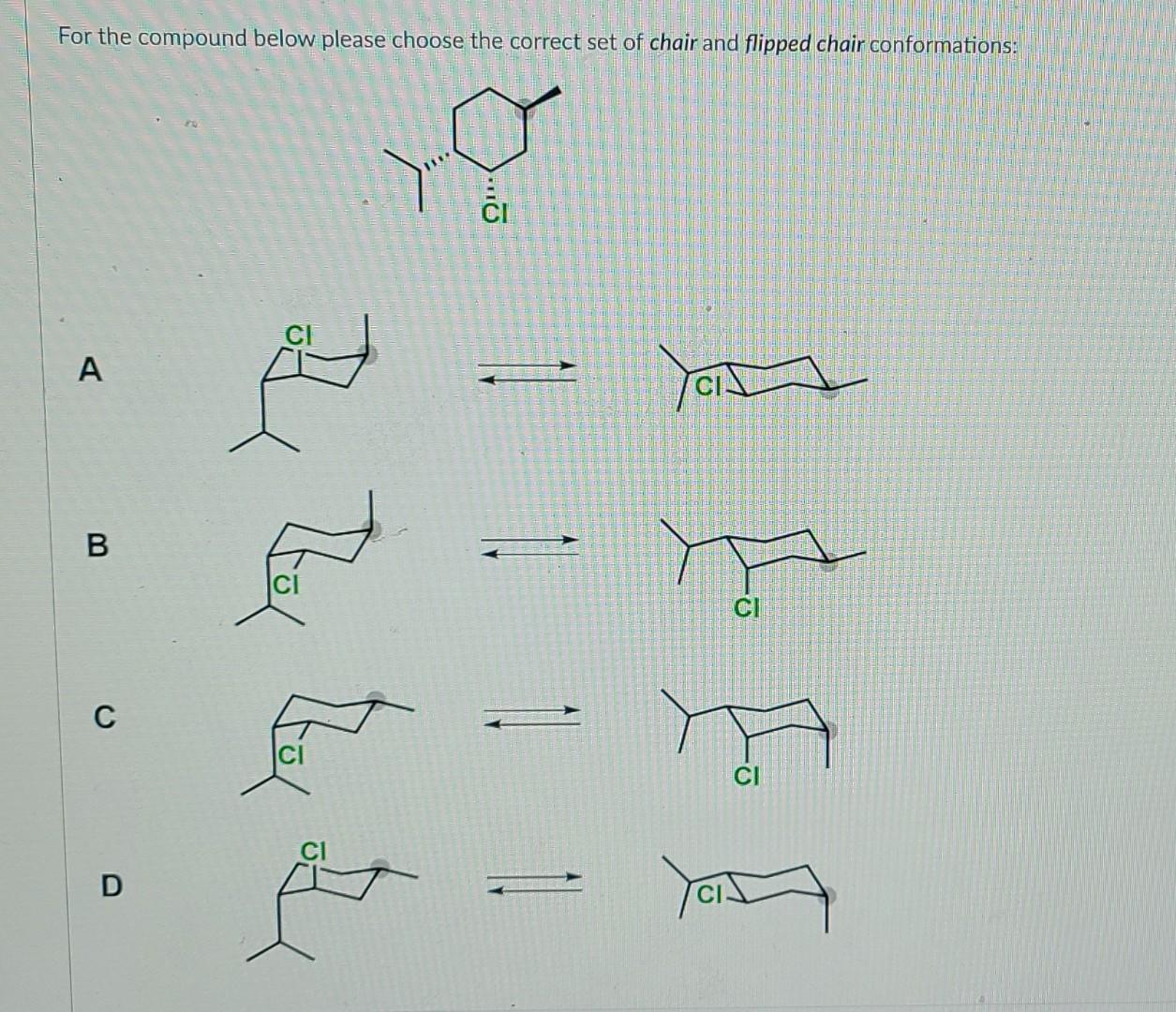Solved For the compound below please choose the correct set | Chegg.com