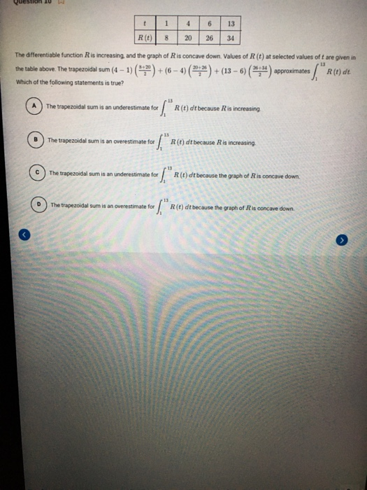 Solved The differentiable function is increasing and the | Chegg.com