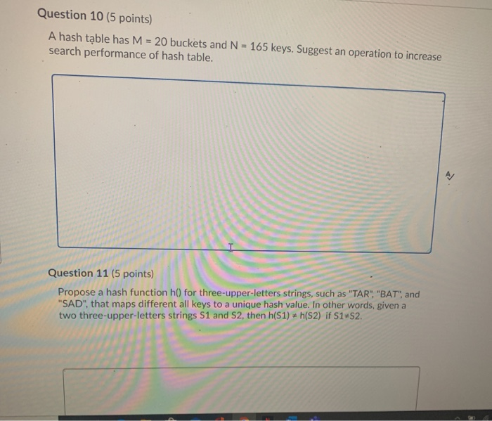 Solved Question 10 (5 points) A hash tạble has M = 20 | Chegg.com