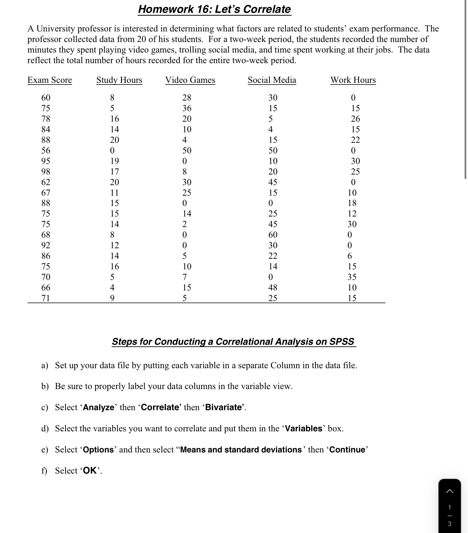 Solved 1. ﻿Make a correlation matrix indicating all the | Chegg.com