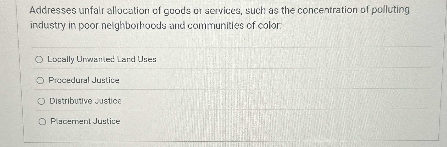 Solved Addresses unfair allocation of goods or services, | Chegg.com