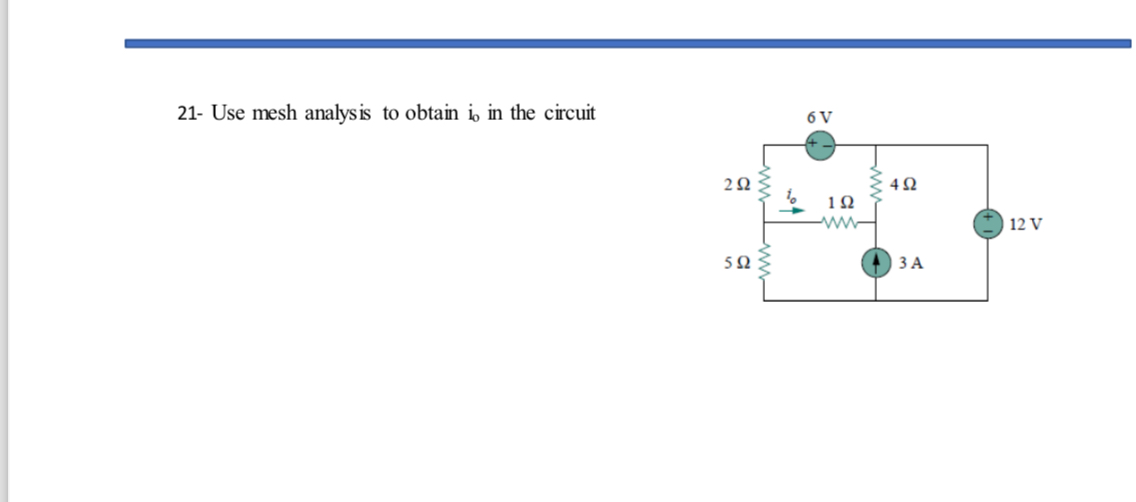 Solved Use mesh analysis to obtain io ﻿in the circuit | Chegg.com
