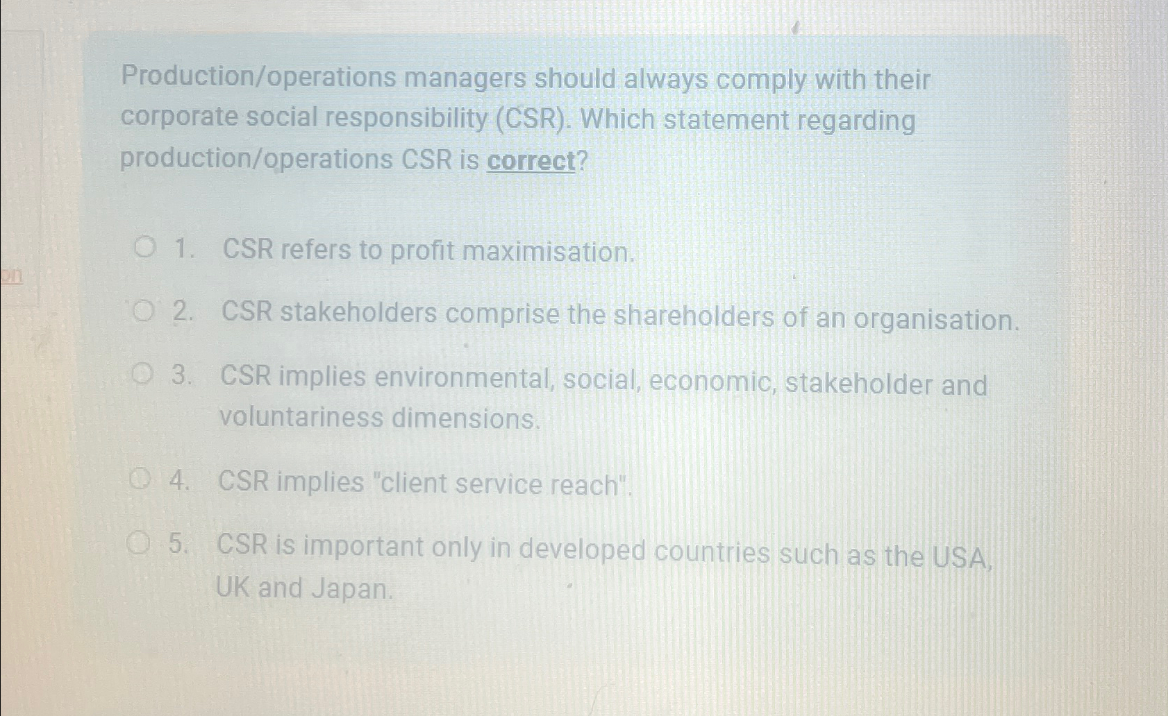 Solved Production/operations managers should always comply | Chegg.com