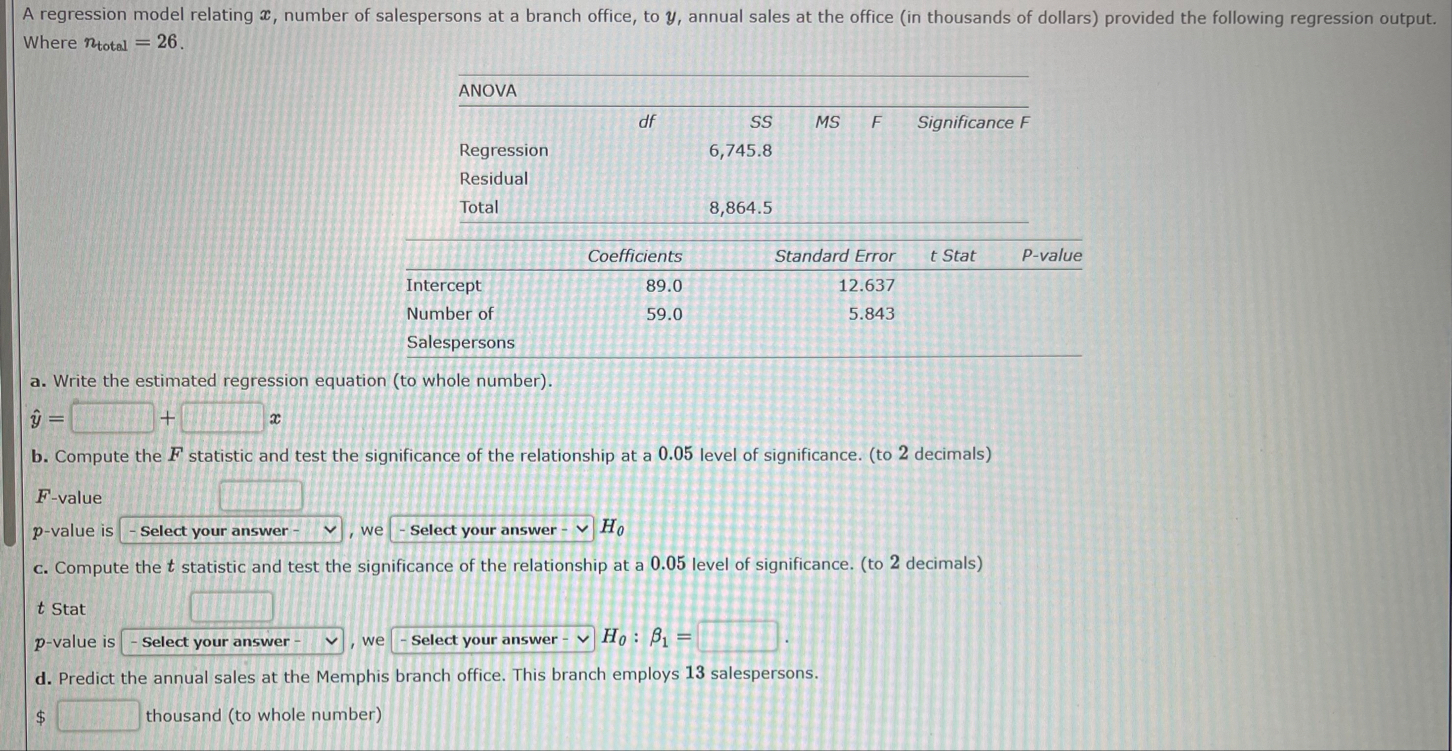 Solved A regression model relating x, ﻿number of | Chegg.com