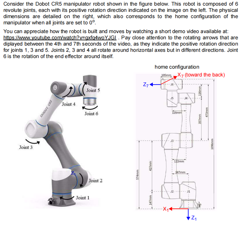 Consider the Dobot CR5 manipulator robot shown in the | Chegg.com