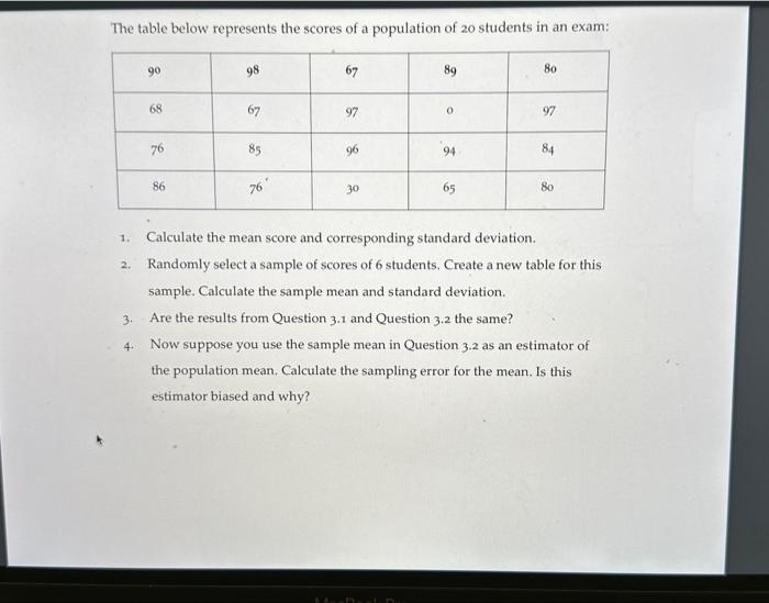 SOLVE ENTIRE QUESTIONThe table below represents the | Chegg.com