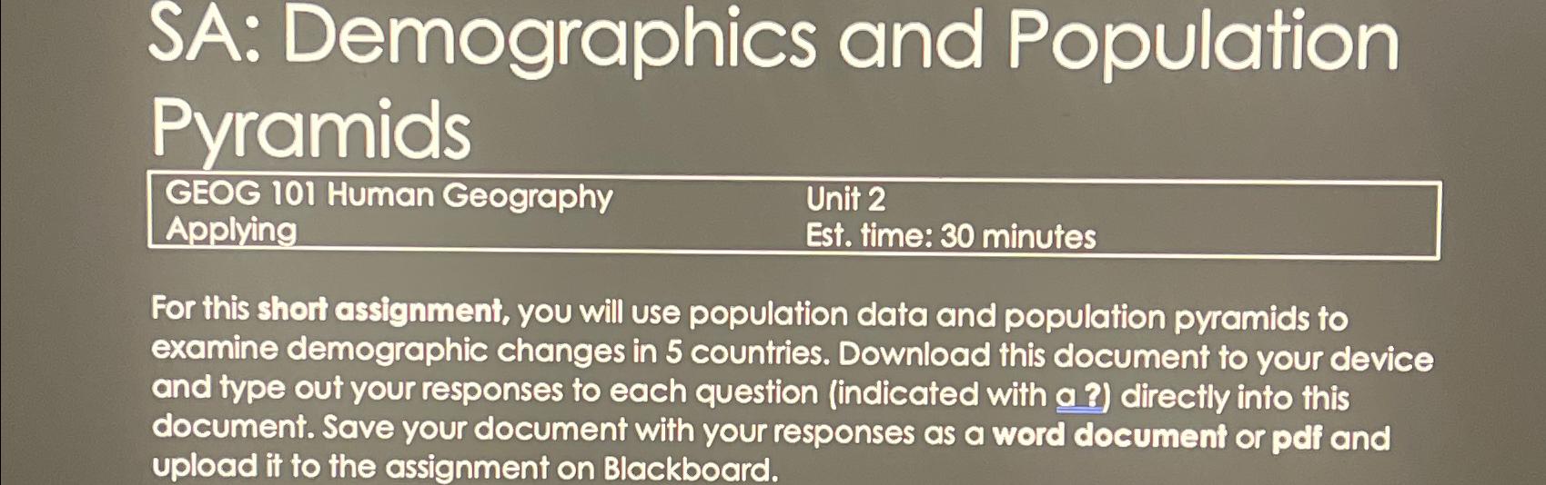 Solved SA: Demographics and Population | Chegg.com